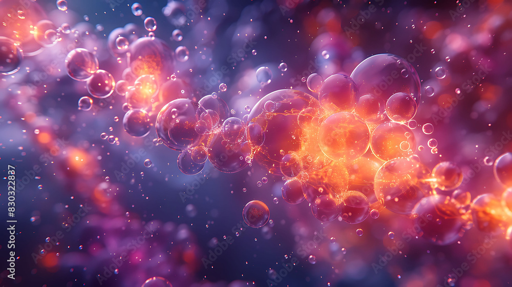 Abstract art of chemical synthesis process showcasing the steps ...