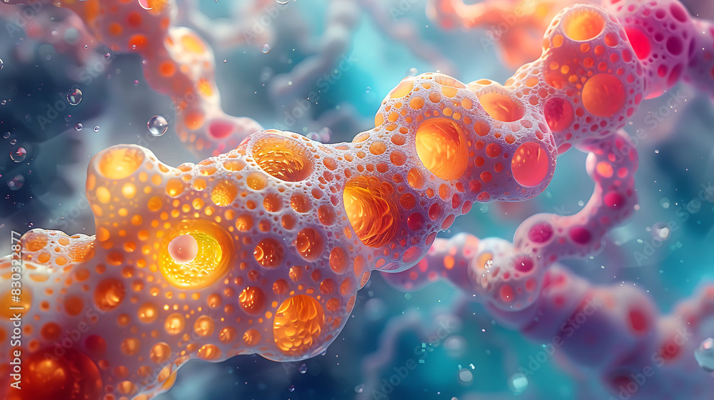 Abstract art of chemical synthesis process showcasing the steps ...