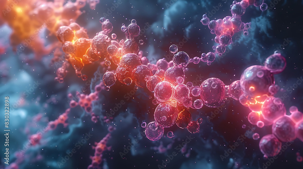 Abstract art of chemical synthesis process showcasing the steps ...