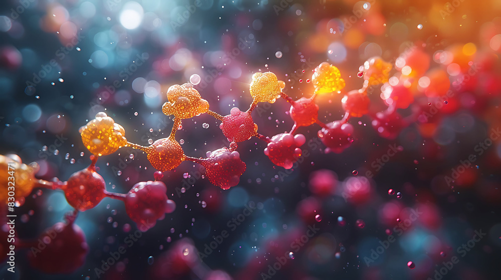 Abstract art of polymerization reaction showcasing the formation of ...