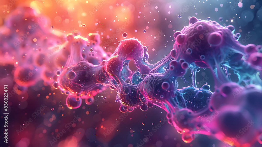 Abstract art of polymerization reaction showcasing the formation of ...