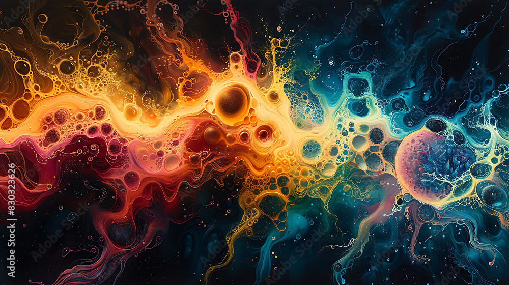 Abstract art representing biogenesis versus abiogenesis theories ...