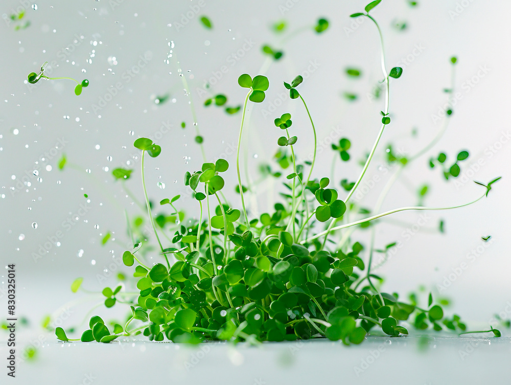 heap of alfalfa sprouts on white background. photography of ALFALFA ...