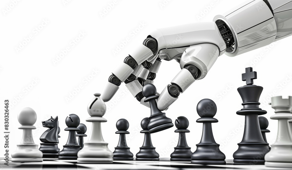 Robotic arm playing chess, symbolizing strategy and technology ...