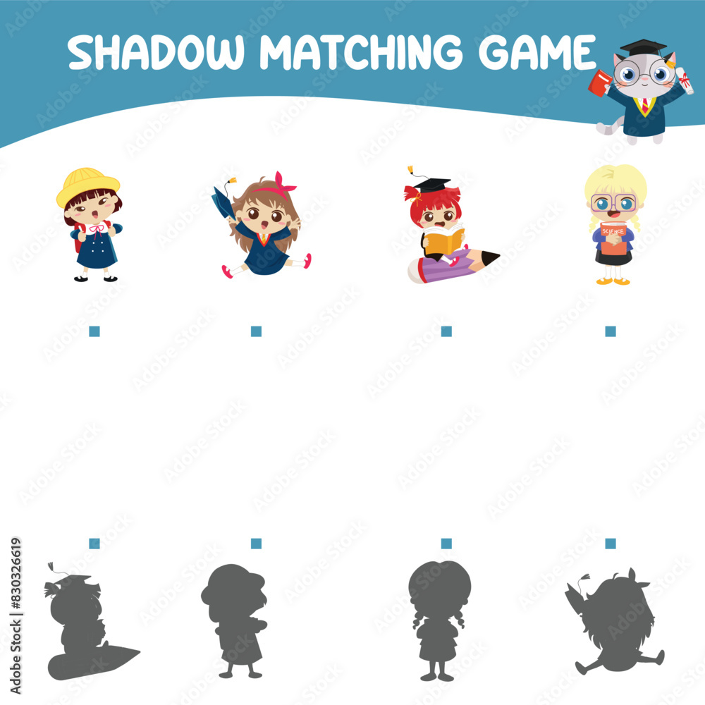 Matching shadow game for children. Find the correct shadow. Worksheet ...