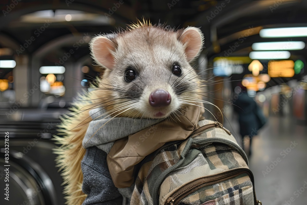 Male Opossum Anthro Fursona in Casual Outfit Striding Through Gritty ...