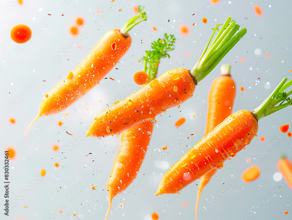 photography of CARROTS falling from the sky, hyperpop colour scheme ...