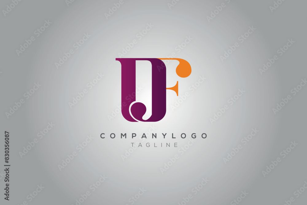 DF Logo Initial lowercase letter df, rounded logo with white color on ...