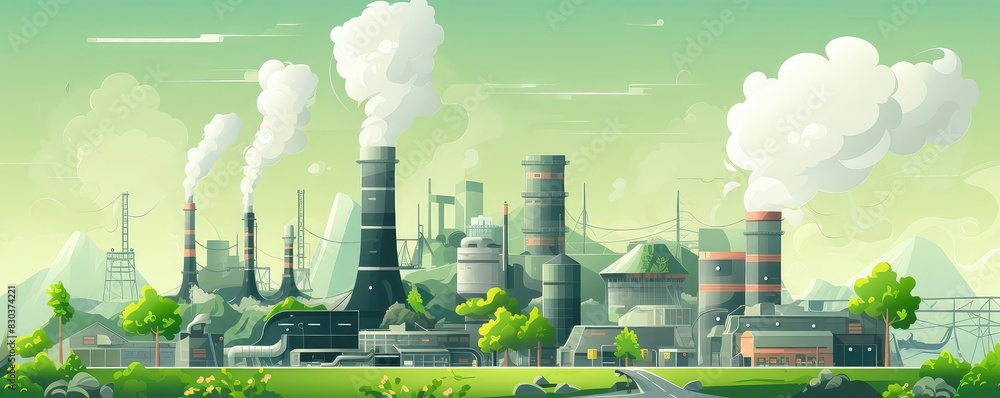 Biomass energy renewable energy illustration flat design front view ...