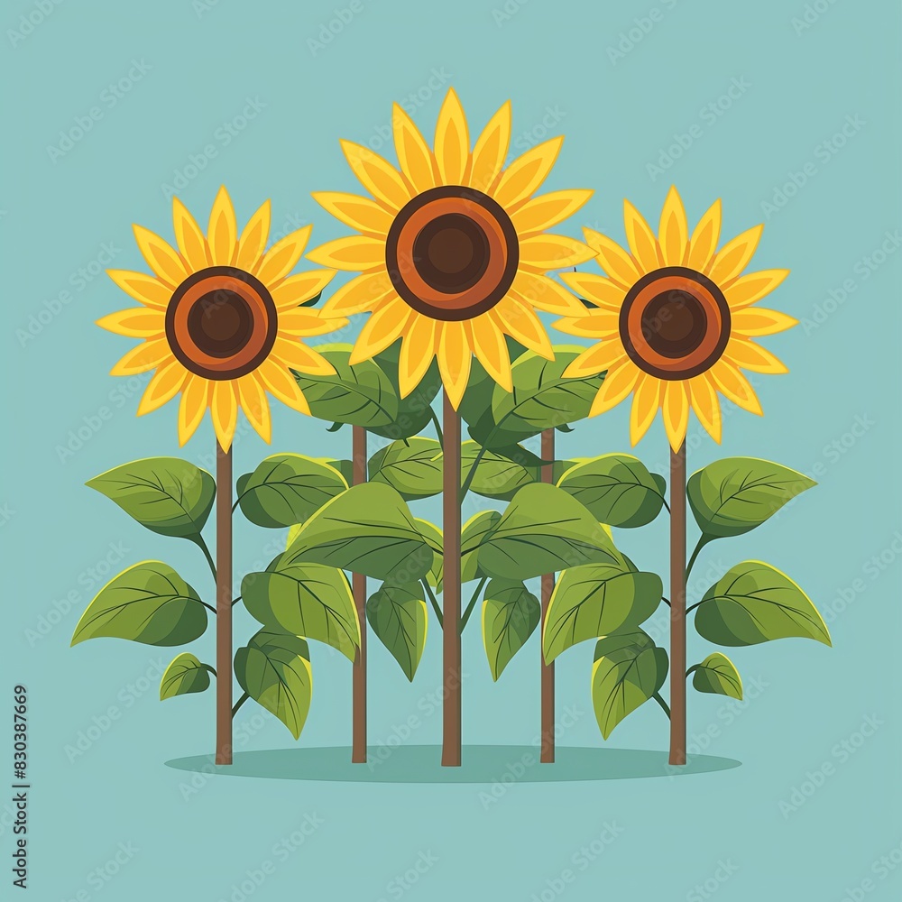 sunflowers flat design side view garden theme animation Complementary ...