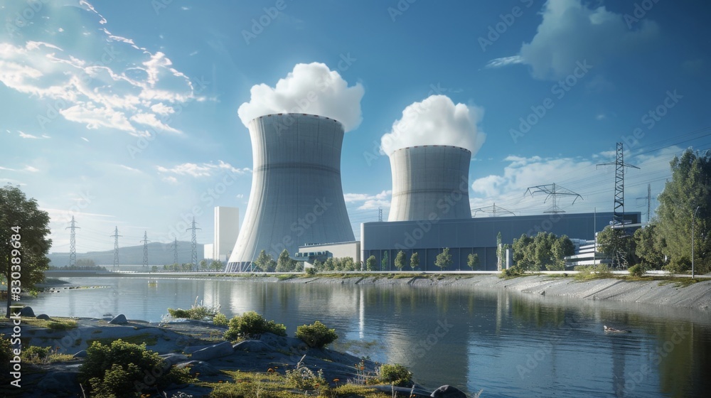 The massive containment structure of a nuclear power plant, designed to ...