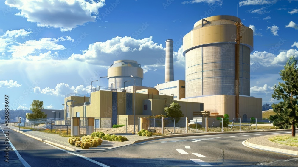 The massive containment structure of a nuclear power plant, designed to ...