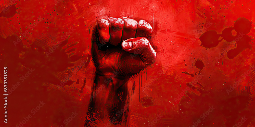 Fist of Defiance: A powerful, defiant fist rising into the air ...