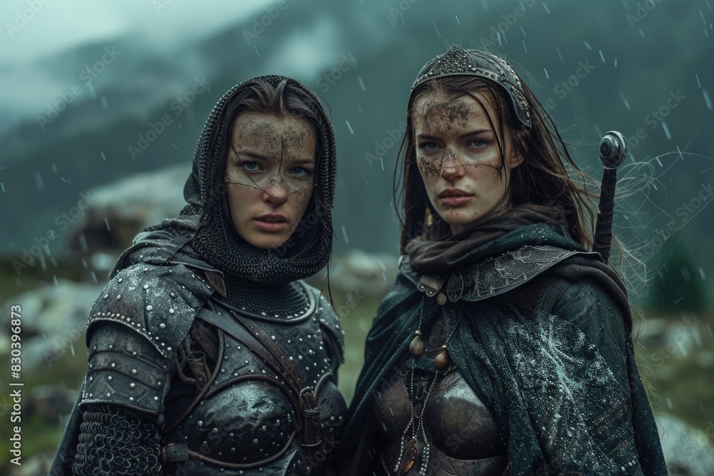 Portrait of a Slavic woman warrior in chain mail: depicting a strong ...