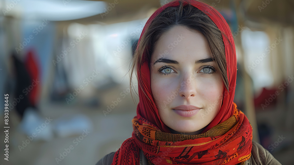 compassionate dedicated Female Middle Eastern humanitarian aid worker ...
