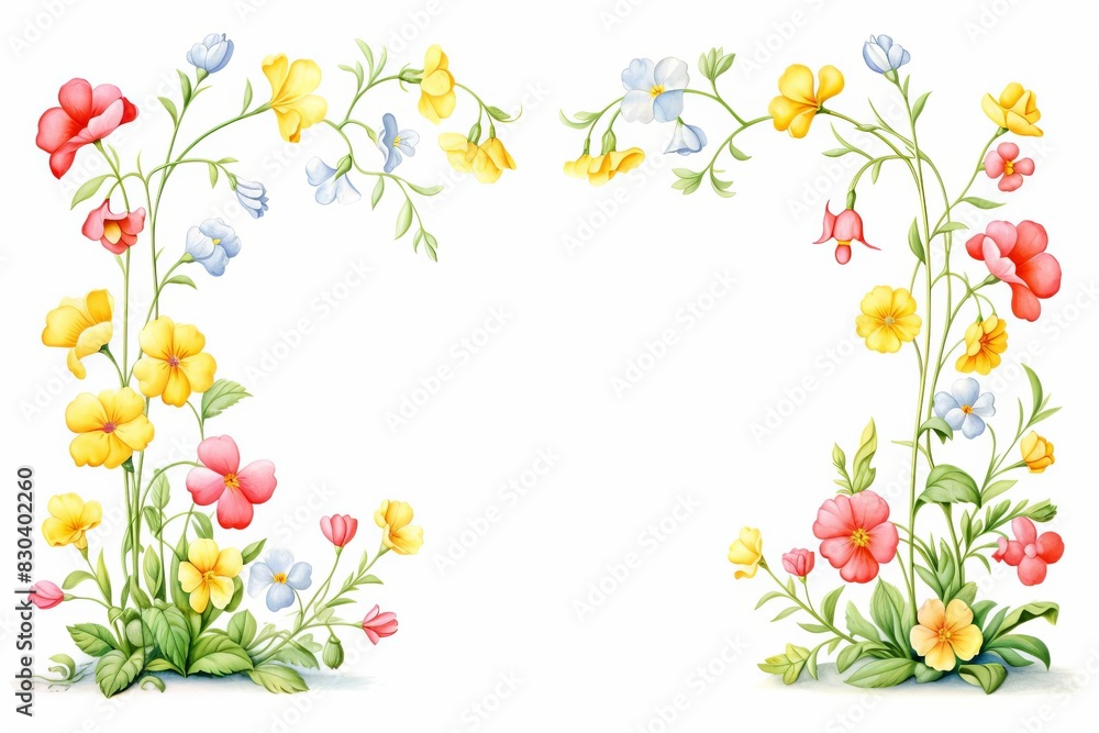 Creeping Jenny Edge, Watercolor Floral Border, watercolor illustration ...
