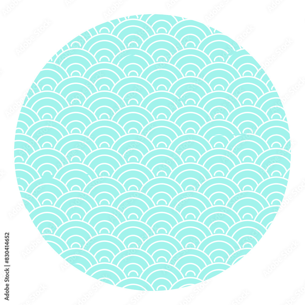 isolated Japanese water pattern in a circle on transparent background ...