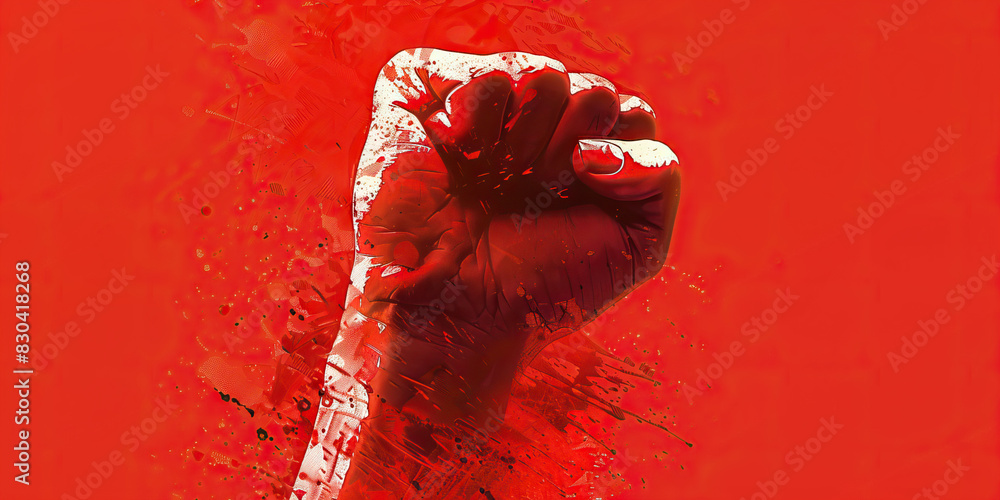 Resistance (Red): A figure with a raised fist, symbolizing resistance ...