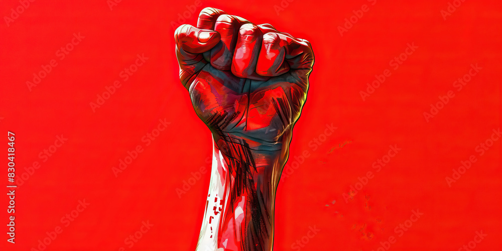Resistance (Red): A figure with a raised fist, symbolizing resistance ...