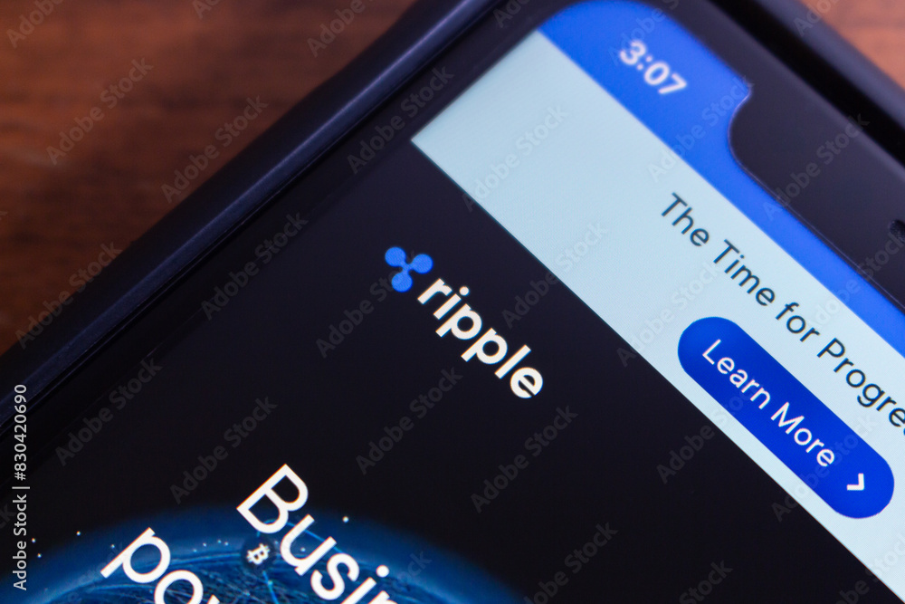 Vancouver, CANADA - Apr 30 2024 : Logo of Ripple seen in an iPhone ...