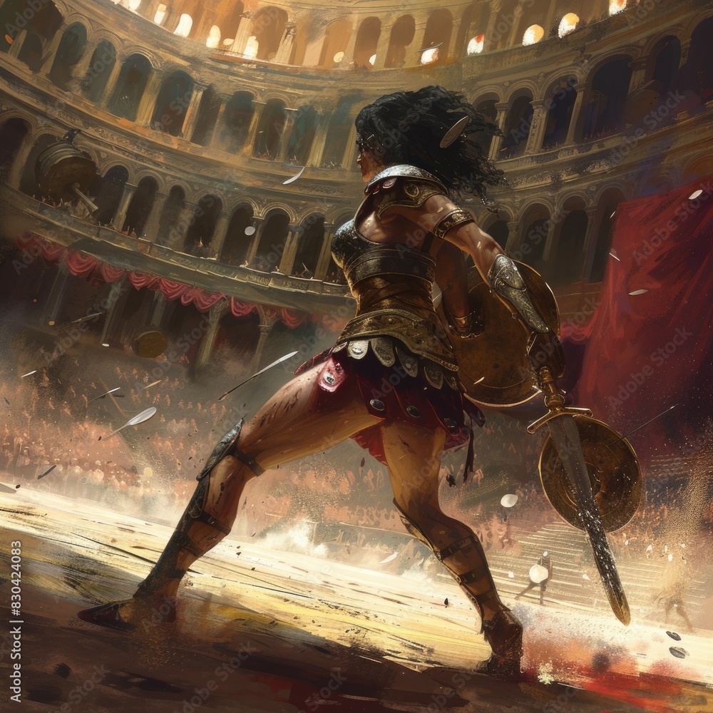 Gladiator in coliseum: fierce warrior in iconic roman arena, epitome of ...