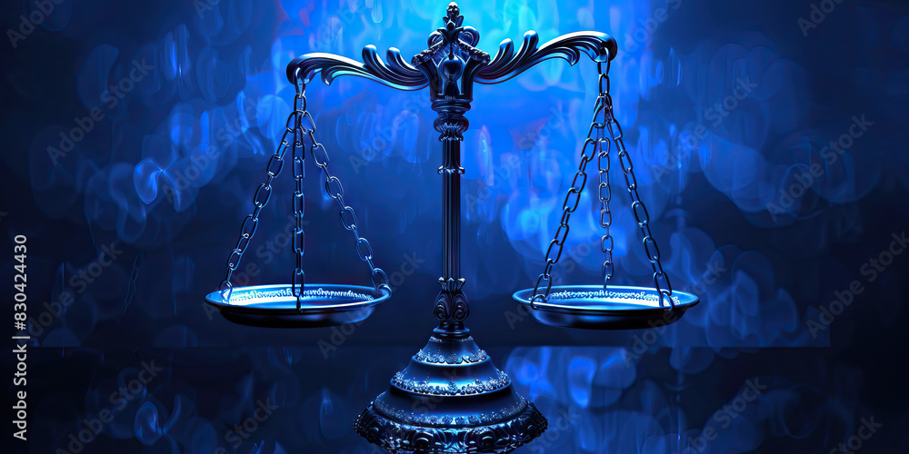 Justice (Dark Blue): The Scales, Emblematic of the Pursuit of Fairness ...