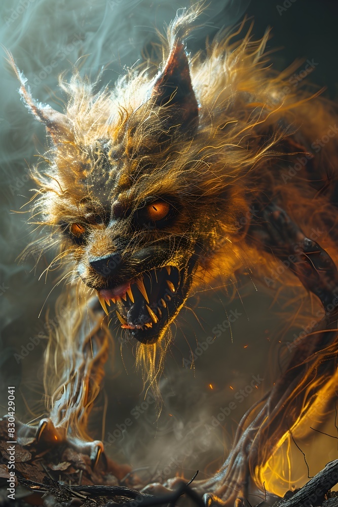 Ferocious Cat-Dog Chimera Creature: A Fantastical Fusion of Feline and ...