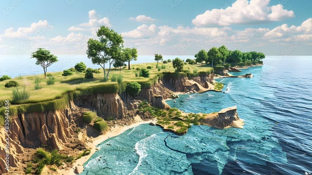 Coastal Landscape Impacted by Rising Sea Levels and Coastal Erosion in ...