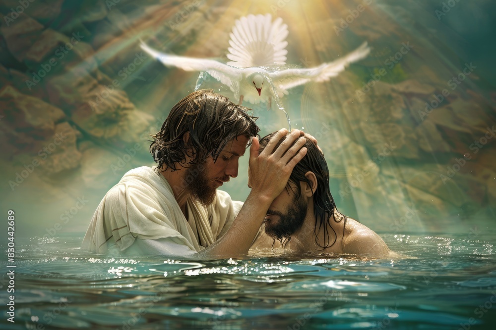 Sacred immersion: baptism of Jesus - John baptizes Jesus in the Jordan ...