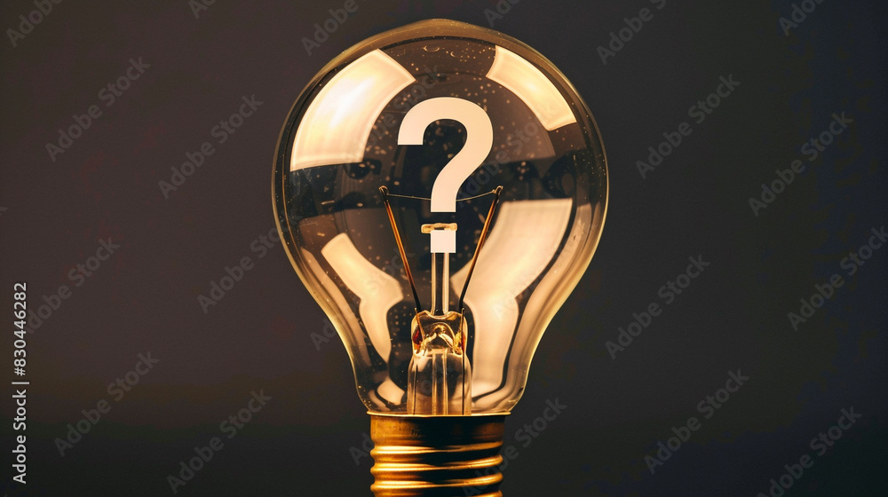 A minimalist icon of a lightbulb with a question mark inside ...