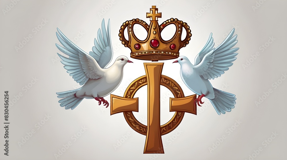 Holy Trinity symbols. Cross, crown and dove of Holy Spirit. Christian ...