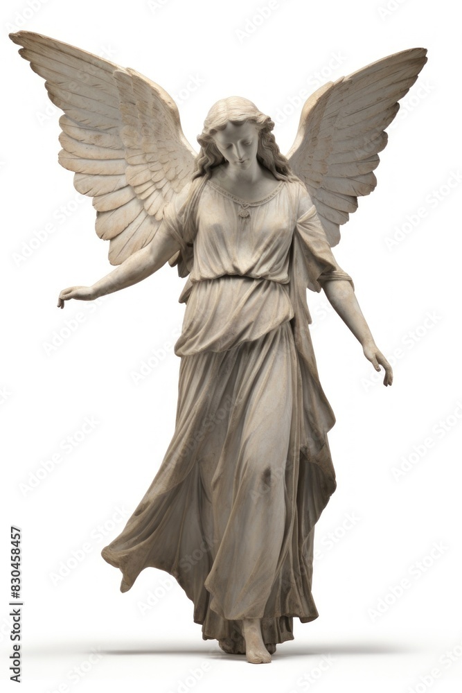 Ancient Greek sculpture of angel white background representation ...