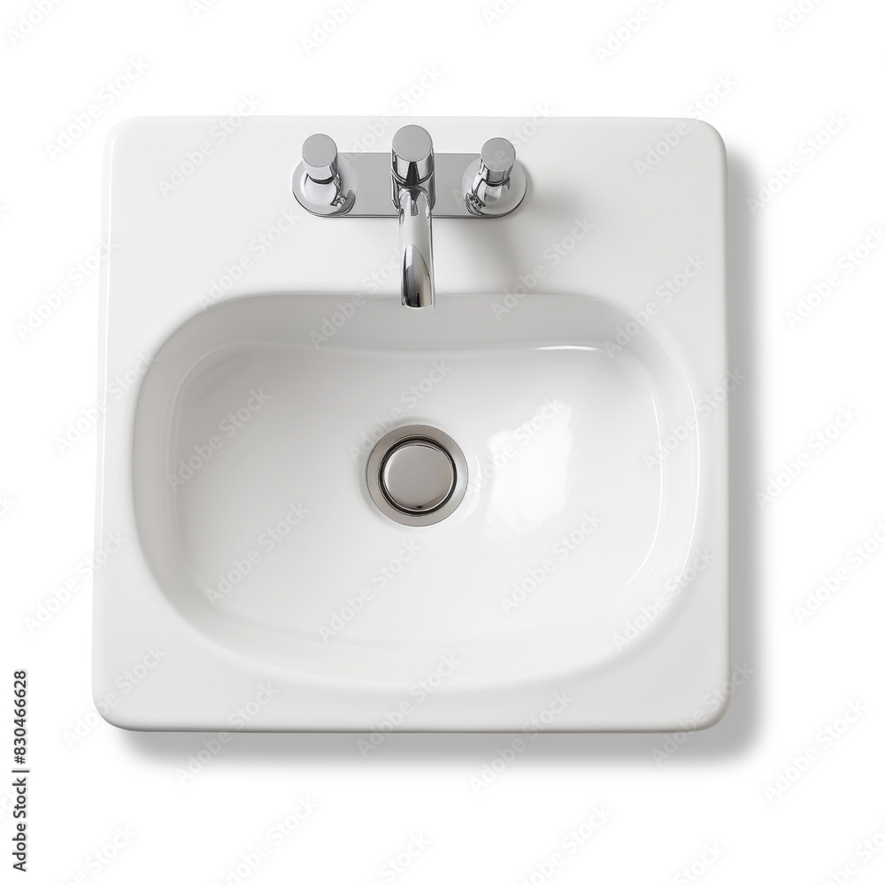 Bathroom interior with top view of sink and faucet. bathroom sink on ...