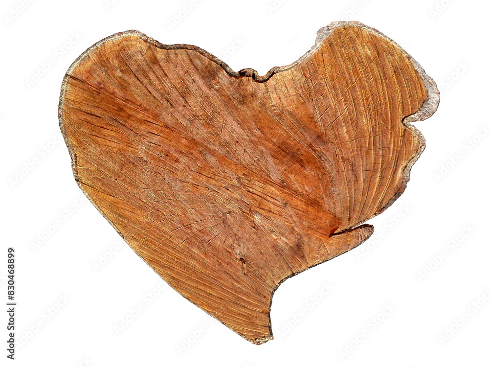 Wood heart isolated on white background. Timber wood piece in heart ...