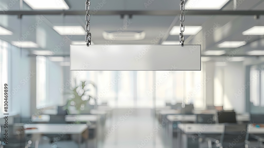 Mock up blank rectangular pvc ceiling mounted corridor sign , sign ...