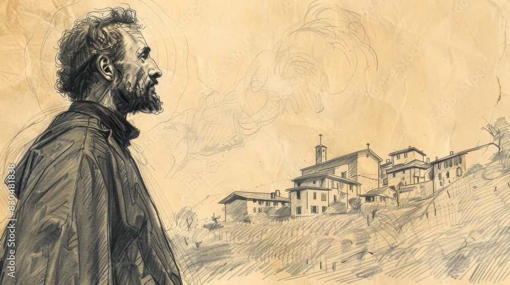 Biblical Illustration of St. Dominic Savio in Reflection in 19th ...