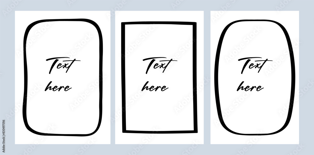 Silhouette of vertical border frames. Set of simple elegant borders ...