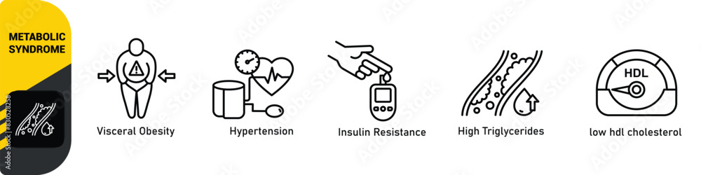 Symptoms of Metabolic Syndrome banner web icon vector illustration ...