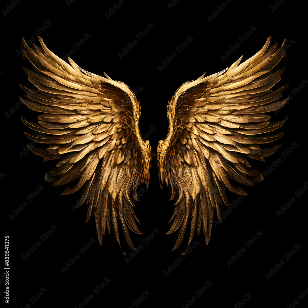 angel wings golden color Golden Angel Wings Isolated black baground ...