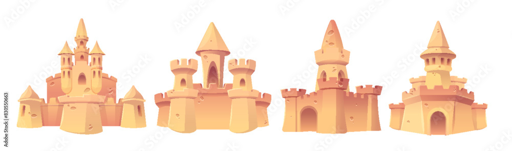 Sand castle for summer beach cartoon illustration. Isolated cute ...