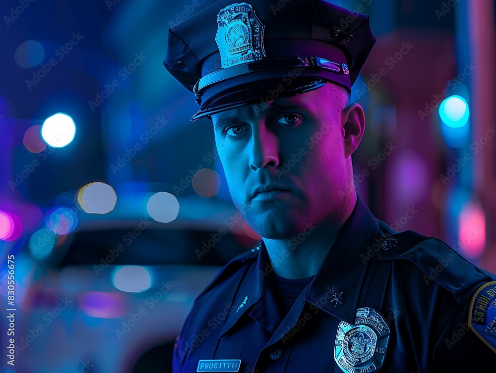 Officer with thin blue line background in high resolution Stock Photo ...