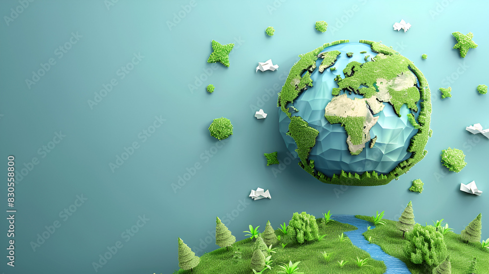 Only One Earth- World Environment day concept 3d design. Happy Environment day, 05 June. World ...