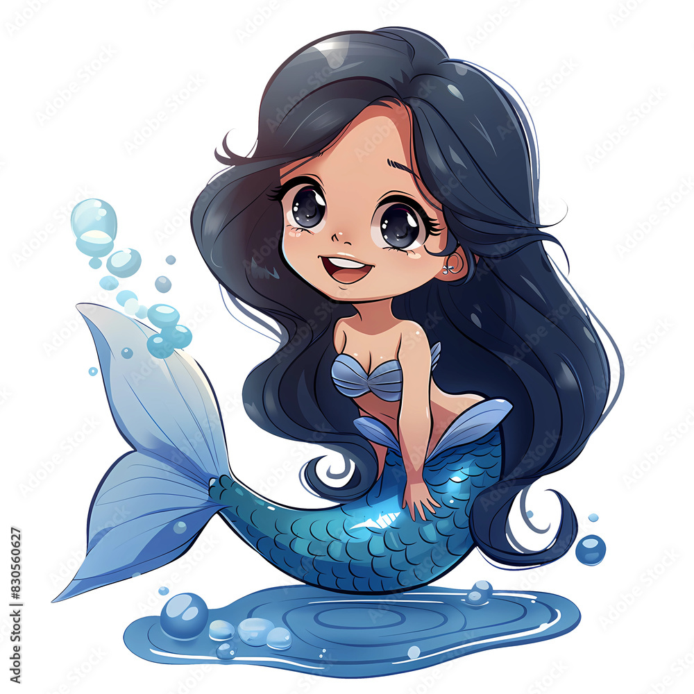 cute mermaid clipart Sticker, png, generated ai Stock Illustration ...
