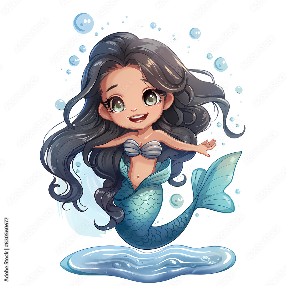 cute mermaid clipart Sticker, png, generated ai Stock Illustration ...