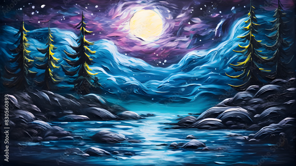 Digital trippy water painting of nature graphics poster background ...