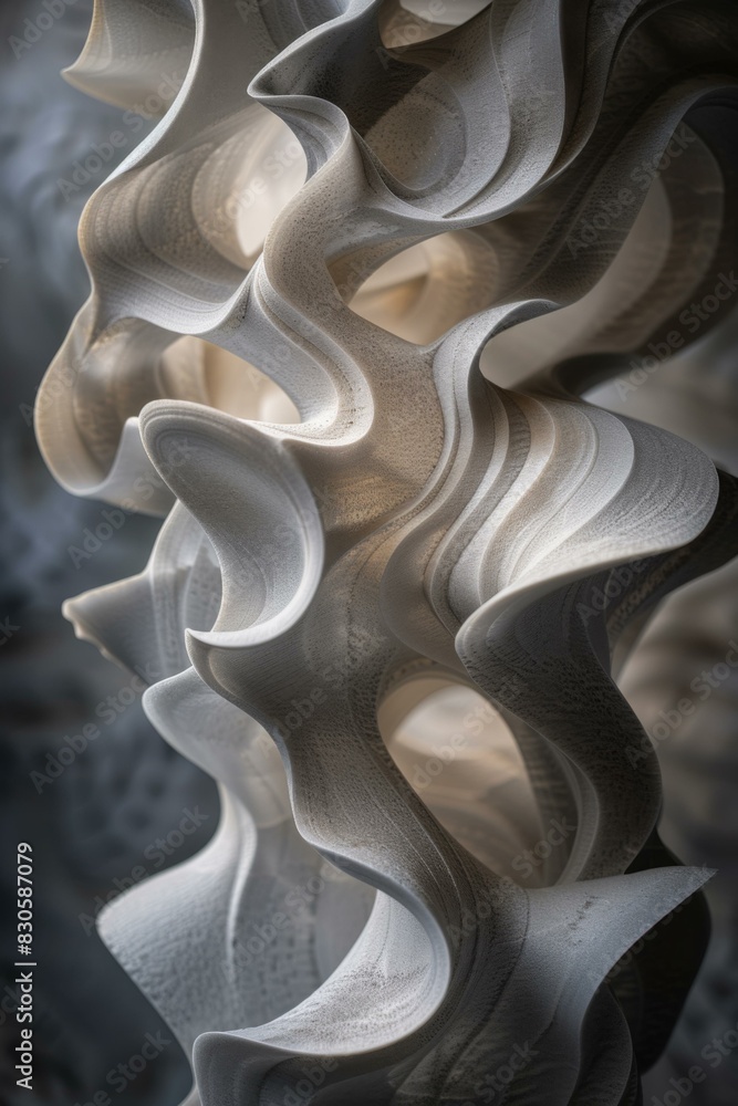 Close-up of a 3D printed organic structure resembling a coral reef. AI ...