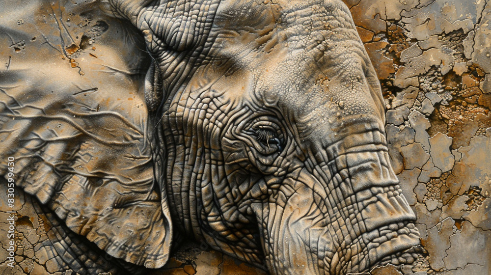 Noble Elephant Profile A dignified portrait of an elephant with its ...