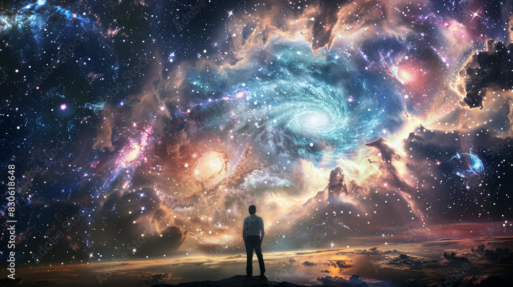 God creates the Universe – biblical scene. Christianity concept. Stock ...