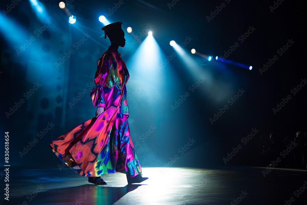 fashion model in fashion show walking portrait high fashion isolated ...