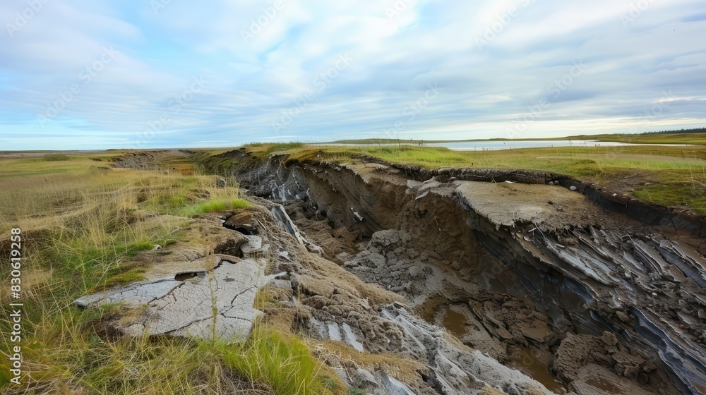 Thawing Permafrost: Photograph thawing permafrost landscapes in Arctic ...
